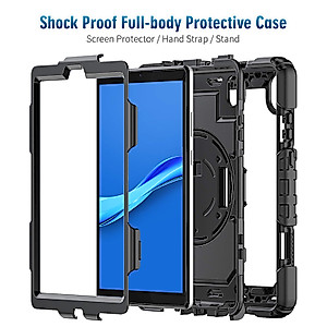 Timecity for Lenovo Tab M8 Case 8 inch Tablet 3rd/ 2nd, (for Lenovo TB-8505f/ TB-8505fs Case): with Strong Protection, Screen Protector, Hand Strap, Shoulder Strap, Rotating Stand - Black