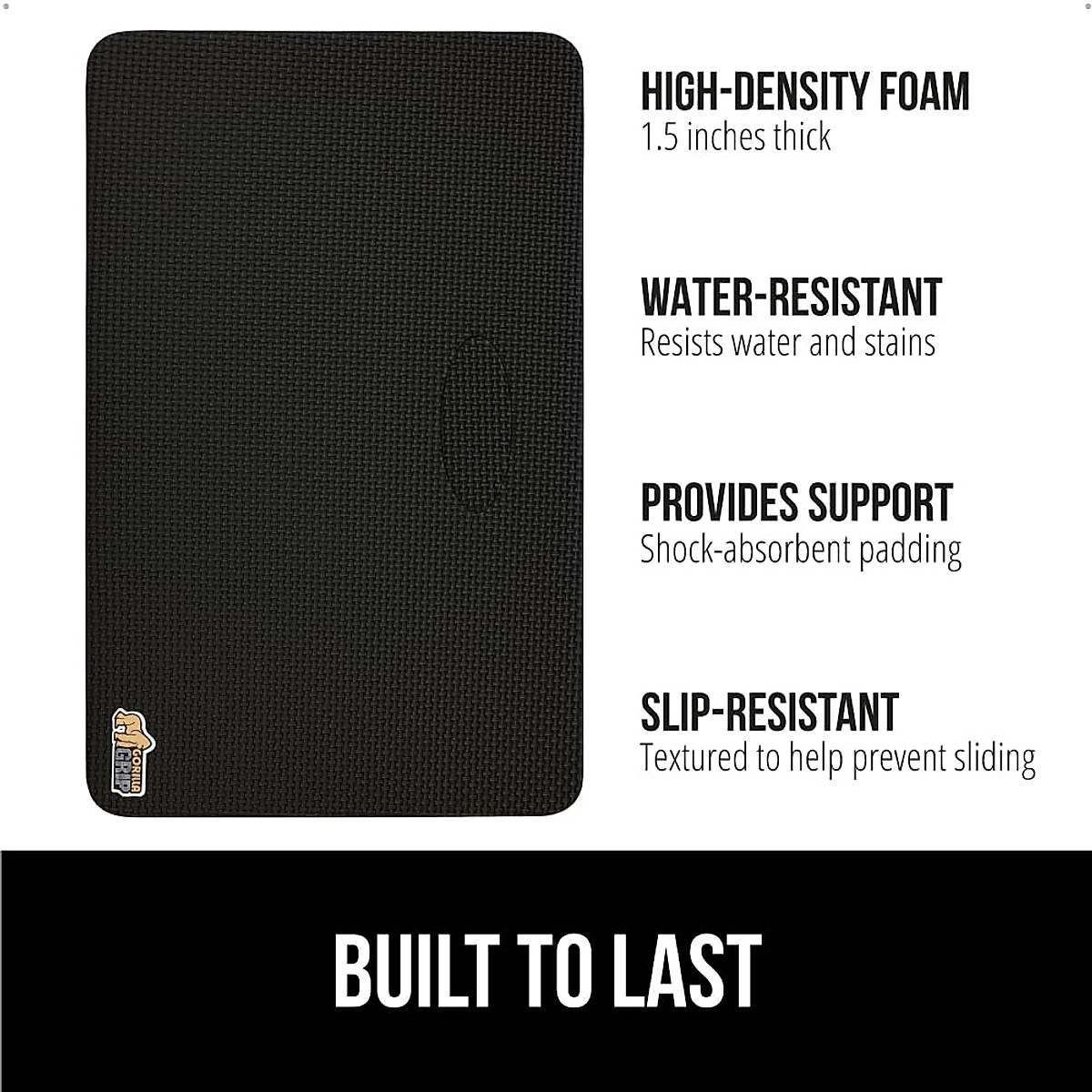 Gorilla Grip Kneeling Pad and Umbrella, Cushioning for Knee in 17.5x11 Inch Lightweight in Black, Umbrella for Rain One-Click Automatic in Black, 2 Item Bundle