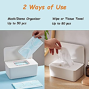 Wipes Dispenser, Wipe Holder for Baby & Adult, Seposeve Refillable Wipe Container, Keeps Wipes Fresh, Far from Dirty Wipes, Easy Open/Close Wipes Pouch Case, White
