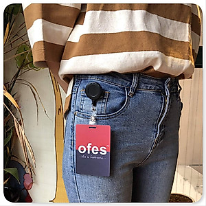 QREEL - 2 Pack - Retractable ID Name Badge Holder Reels with Swivel Alligator Clip (Black)