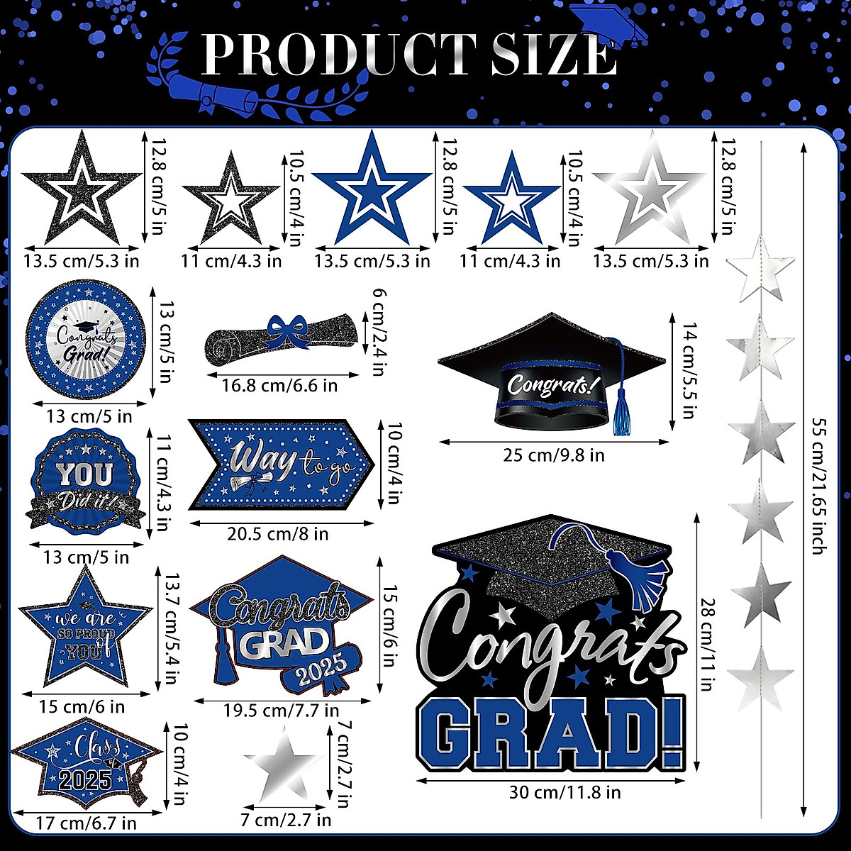 14 Pack Graduation Garland Class of 2022 Graduation Decoration Diploma Hat Star Congrats Garland Banner Congrats Grad Streamers Backdrop for Graduation Party Supplies College Grad Decor (Orange)