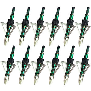 LeeMui ArcheryBroadhead Hunting Broadheads100Grains Screw-in Arrow Archery3BladesHuntingHeadsArrowTips Compatible withCrossbow andCompoundBowCamouflage Colors Hunting Arrows (Camouflage chase-12PK)