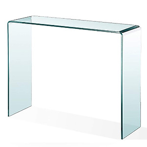 Glass Sofa & Console Tables Transparent Glass Table, Clear Bent Modern Home Office Furniture, Tempered Glass Sofa Table for Entryway,Console Table Desks (Clear 43.3" x 13.8" x 29.5")