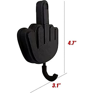 Middle Finger Key Holder Hanger, Funny Gift Key Hook, Self Adhesive Wall Retractable Key Holder for Home Decor Office 【Black / 1 Pack】