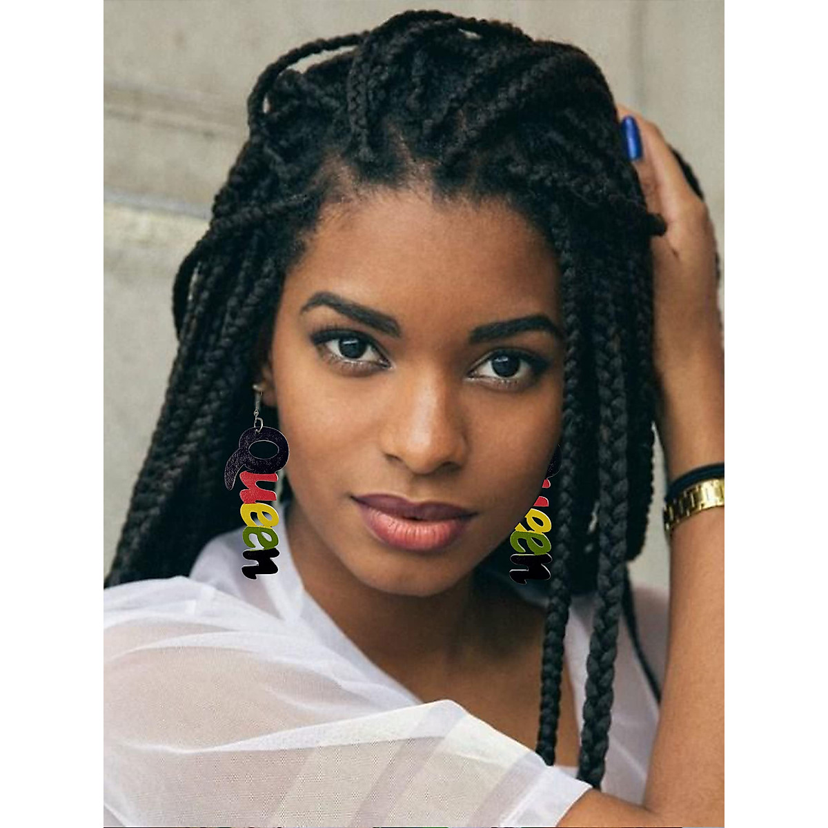 African Earrings for Women Wooden Round Map Painted Drop Earrings for Black Women (Style-A, Wood)