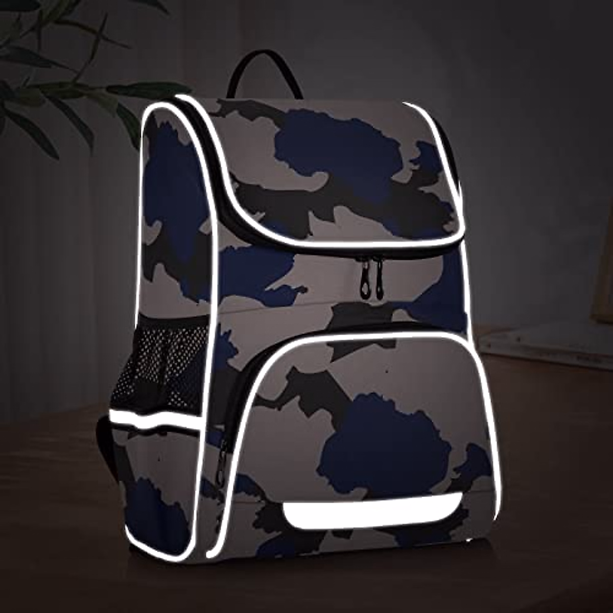 JULYTO Camouflage School Backpack for Teens Student,Reflective Stripes Laptop Backpacks 16 Inch, Lightweight Bookbag Casual Daypack Travel Bag