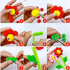 Praisebank Orange Pom poms,300pcs,1inch/2.5cm, Pom Poms for Arts and Crafts, Pom Pom Balls in jar,Pom Pomsfor Crafts.