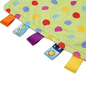 G-Tree Tag Blanket Baby Infant Comfort Plush Security Blanket Cute Soft Kids, Newborn Gift Birthday Present(Green Dot)