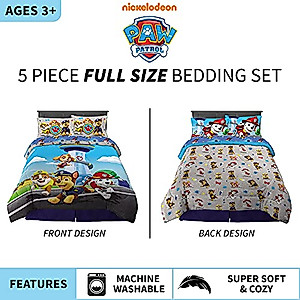 Franco Paw Patrol Kids Bedding Super Soft Comforter And Sheet Set, 5 Piece Full Size, (Official) Nickelodeon, 39 x 75 Inch