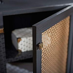 Safavieh Home Collection Piran Black and Gold 4-Door 2-Shelf Media (65-inch Flat Screen) TV Stand