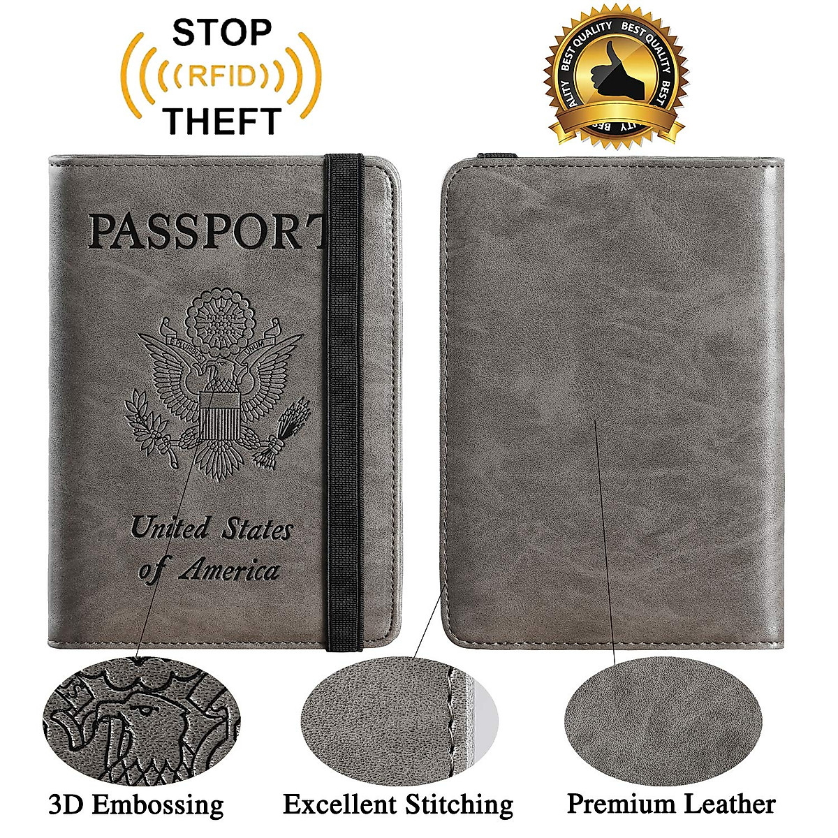 Passport Holder Cover Wallet Travel Essentials RFID Blocking Leather Card Case International Travel Must Haves Travel Accessories for Women Men(101#Coffee Grey)