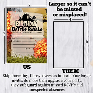 Explosion Fort Battle Video Gaming Birthday Party Invitations, 20 5x7 Fill In Cards with Twenty White Envelopes by AmandaCreation Video Gaming Party Supplies