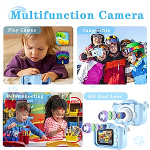 CIMELR Kids Camera Toys for 6 7 8 9 10 11 12 Years Old Boys/Girls, Kids Digital Camera for Toddler with Video, Birthday Festival for Kids, Selfie Camera for Kids, 32GB TF Card