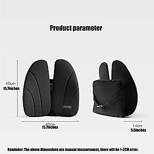 XUANX Ergonomic Office Cushion, Lumbar Support Chair Back, Office Chair Lumbar Support Sedentary Lumbar Cushion, Seat Cushion,Black