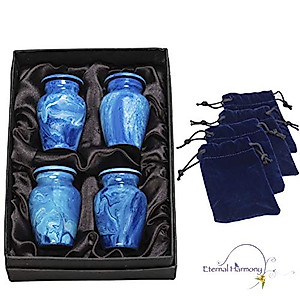 Eternal Harmony Cremation Urn for Human Ashes | Memorial Urn Carefully Handcrafted with Elegant Finishes to Honor Your Loved One | Adult Urn Large Size with Beautiful Velvet Bag (Small, Blue Milo)