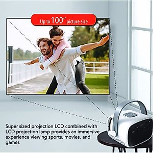 RCA RPJ264 Portable Home Theater Projector - Premium Quality - White Brightness - Projector Compatible with PC, TV Box, PS4- HDMI/USB/VGA- (Coral)