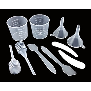yueton 2 Sets of 5 Different Refillable Tools, Funnel/Measuring cup/Transfer Pipettes/Mask Spatula/Cosmetic Scoop