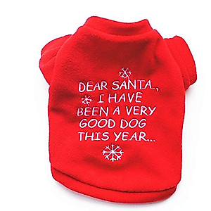 Dog Sweater Girl Small Plush Winter Dog Clothes Sleeve Print Christmas Long Top Pet Clothes Puppy Sweaters for Small Dogs Girl Christmas