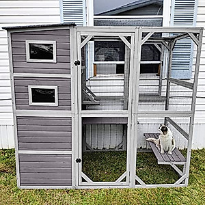 Cat House Outdoor Cat Enclosures 77" Large Catio with Run Cat Cage with Platforms Kitty Playpen,4 Tiers