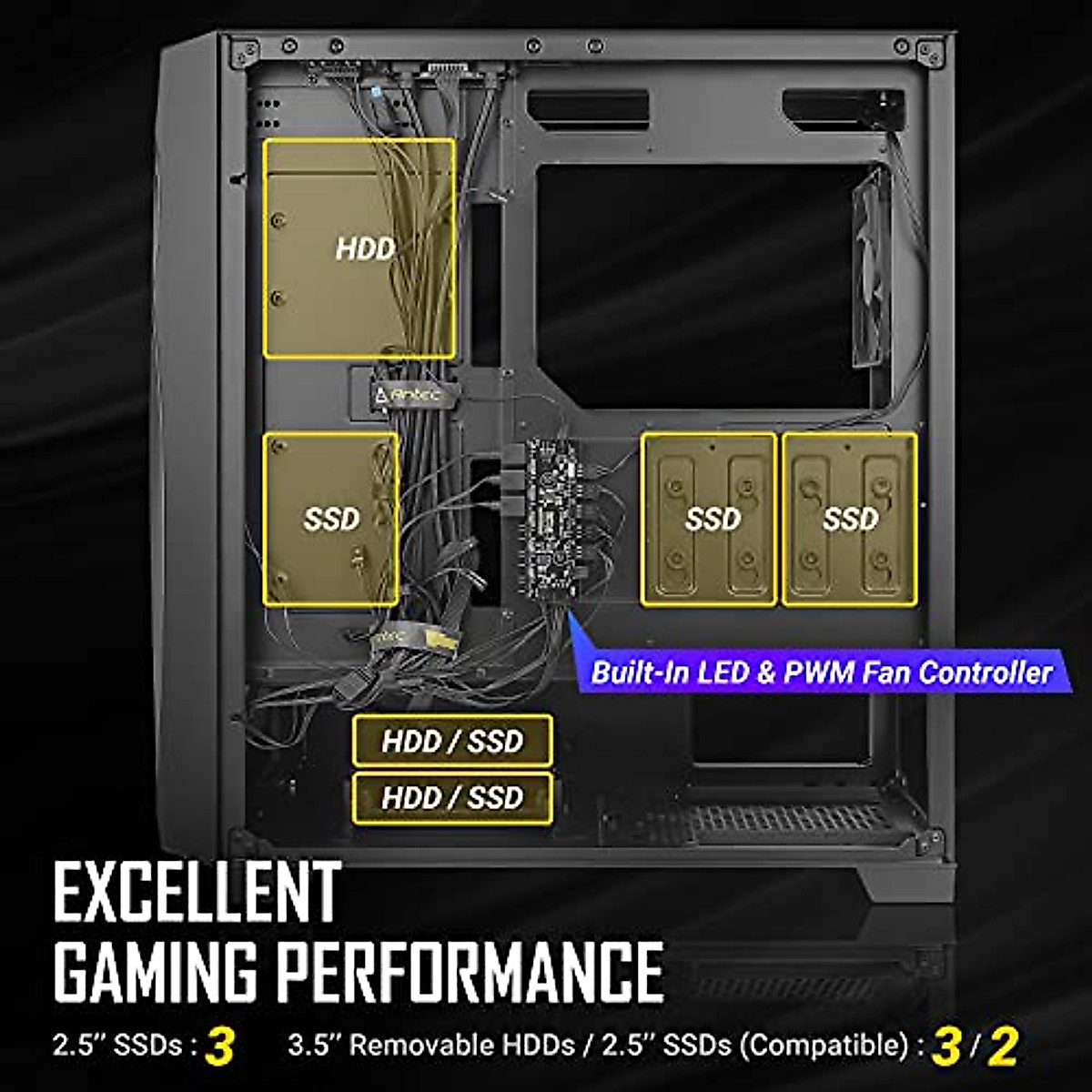 Antec DF700, Mid Tower Computer Case, ATX Gaming Case, USB3.0 x 2, 360 mm Radiator Support, 3 x 120 mm ARGB, 1 x 120 mm Reverse & 1 x 120 mm Fans Included
