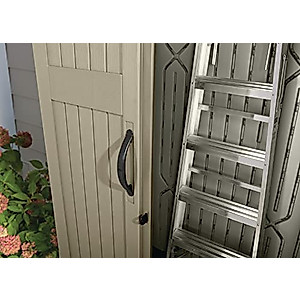 Rubbermaid Outdoor Small Vertical Resin Storage Shed, 5x2 Feet, Brown, Weather Resistant Utility Shed with Lock for Storage for Lawn Accessories/Power Tools/Outdoor Toys/Hose