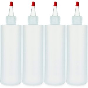 BRIGHTFROM Squeeze Bottles 8 Ounce for Sauces, Olive Oil, Ketchup, Mustard, Syrup - Plastic Dispenser Container for Kitchen/Cooking, BPA Free Condiment Bottle (Pack of 4)