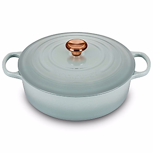 Le Creuset Signature 6.75-quart Round Wide Oven with Copper Knob - Enameled Cast Iron (Sea Salt)