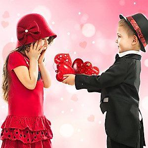 Kids Valentines Gifts Mini Pop Set - 12 Pack Valentine's Day Heart Boxes with Fidget Keychains and Gift Cards for Kids School Class Exchange Gifts Valentines Party Favors