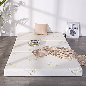 Inofia Full Folding Mattress, 4 Inch Trifold Memory Foam Mattress with Ultra Soft Bamboo Cover, Foldable & Portable - Full Size, Mattress Topper