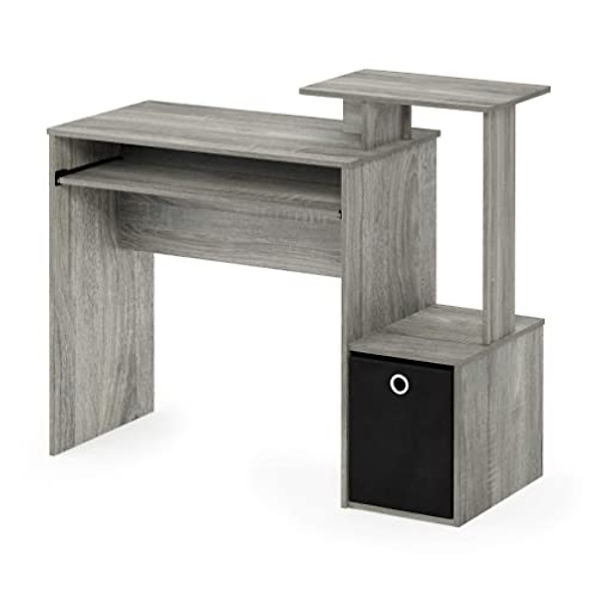 Furinno Econ Multipurpose Home Office Computer Writing Desk, French Oak Grey & Andrey Set of 2 End Table/Side Table/Night Stand/Bedside Table with Bin Drawer, French Oak Grey