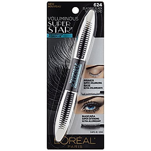 L'Oreal Paris Cosmetics Voluminous Superstar Mascara, Waterproof, Blackest Black, 0.41 Fl. Oz, 1 Count