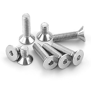 1/4-20 x 1/2" Flat Head Socket Cap Screws Countersunk Bolts, 304 Stainless Steel 18-8, Bright Finish, 25 PCS