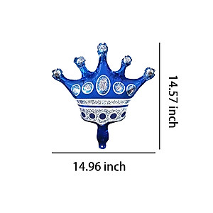 10PCS Blue Silver Mini Crown Balloon for Anniversary Wedding Birthday Aluminum Foil Balloons Bridal Shower Party Decorations for Woman Girl
