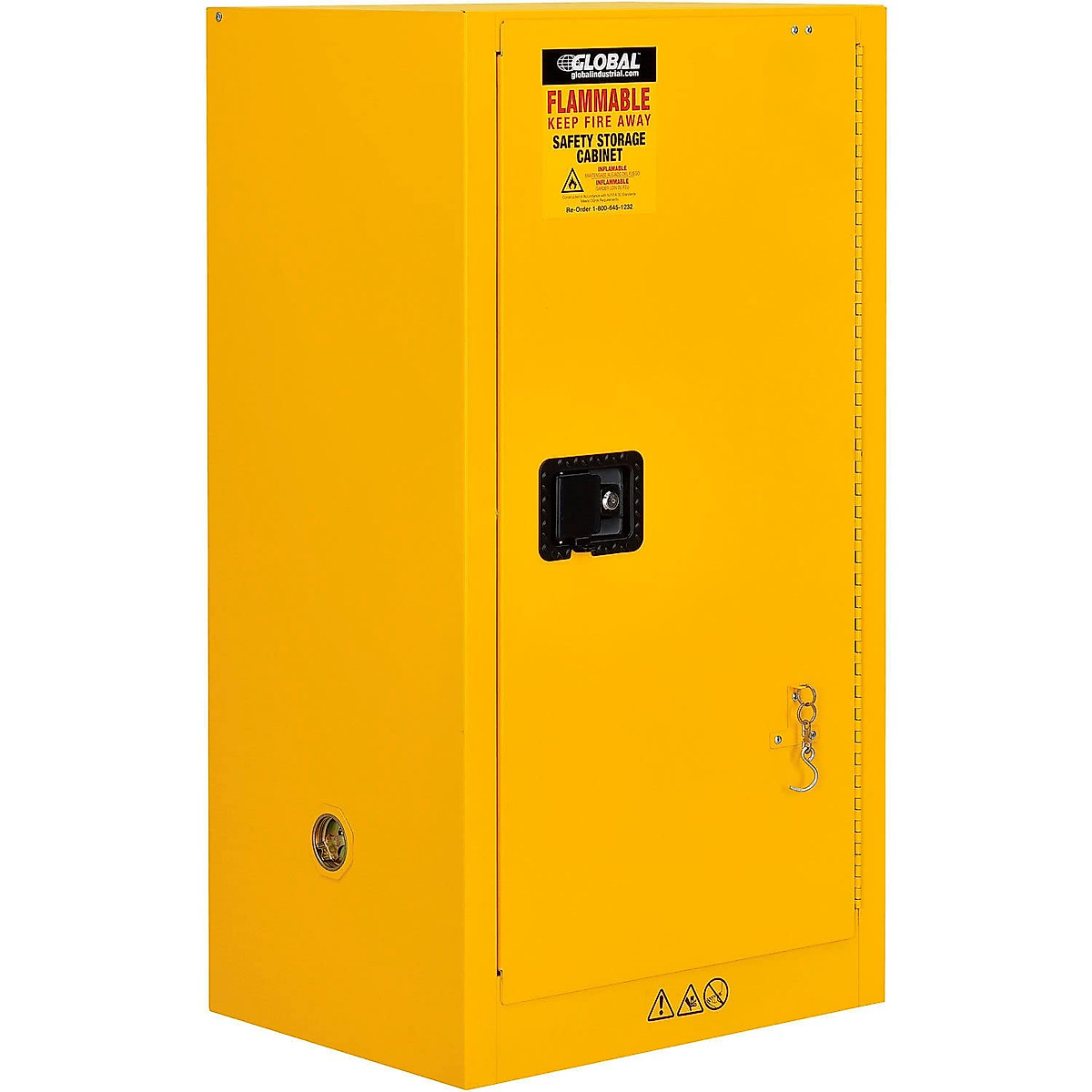 Global Industrial Flammable Cabinet, Self Close Single Door, 16 Gallon, 23"Wx18"Dx44"H