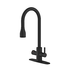 Westbrass KH41AK-62 HotMaster 4 in 1 Kitchen Faucet Kit with Dual Mode Pull Out Spray Head, DigiHot Instant Hot Water Tank and Two in-Line Water Filter System, Matte Black