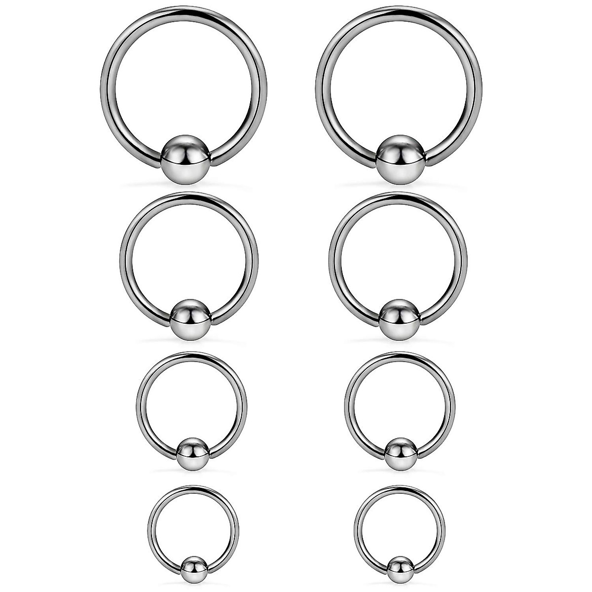 SCERRING 8PCS 14G G23 Titanium Captive Bead Ring Nose Rings Hoop Helix Daith Cartilage Tragus Earrings Nipple Eyebrow Body Piercing 10mm 12mm 14mm 16mm