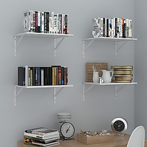 Deep Floating Shelves for Wall 4 Sets, 12 Inch Deep Floating Wall Shelves White, Wide Floating Shelhiteves Wall Mounted, Large Floating Shelves for Bathroom, Bedroom, Kitchen, Living Room, Office