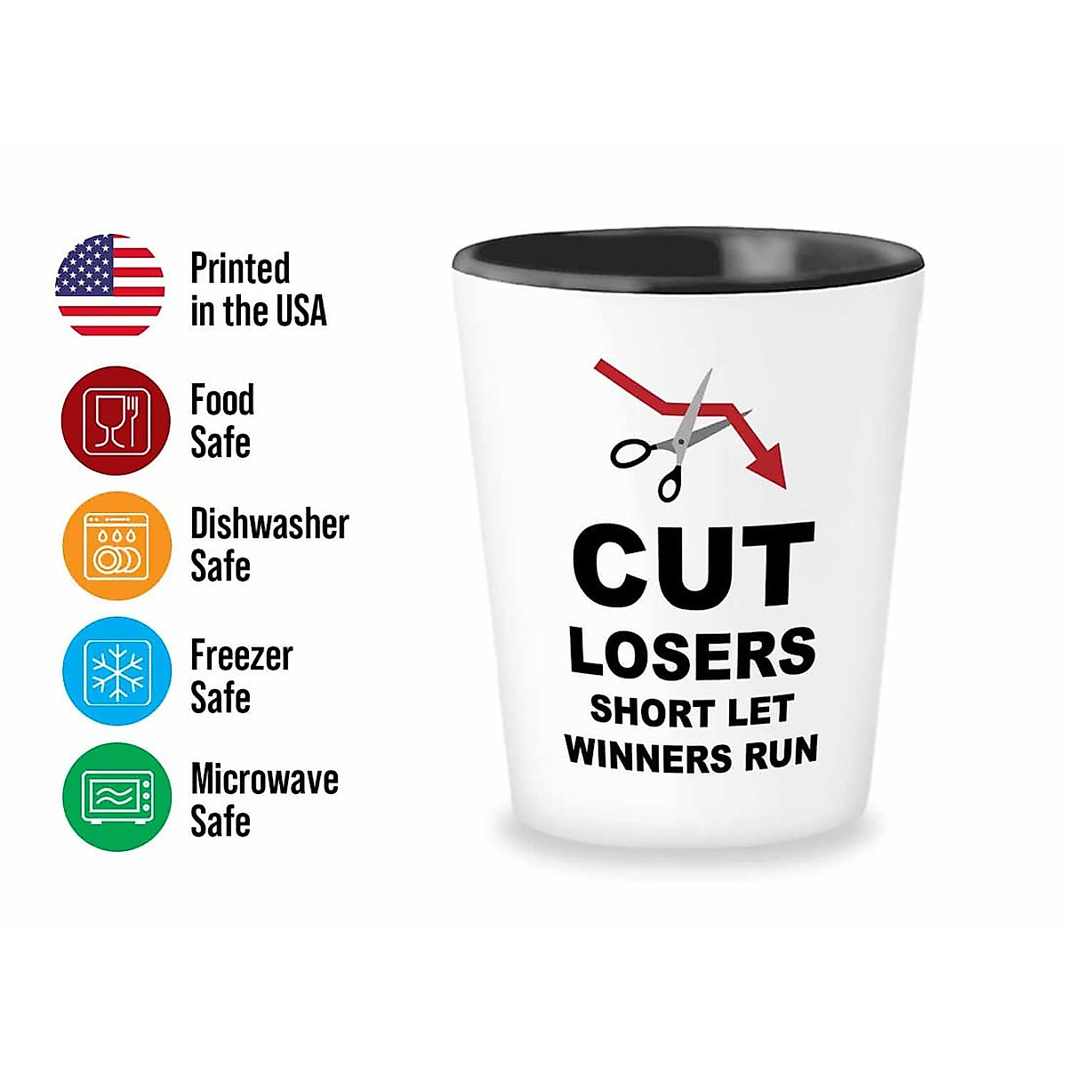 Bubble Hugs Trader Shot Glass 1.5oz - Cut Losers Short - Stock Market Day Trading Stonks Broker Investment Investor Financial Adviser Dealer Dividends