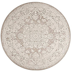 SAFAVIEH Reflection Collection Area Rug - 5' Round, Beige & Cream, Vintage Distressed Design, Non-Shedding & Easy Care, Ideal for High Traffic Areas in Living Room, Bedroom (RFT664A)