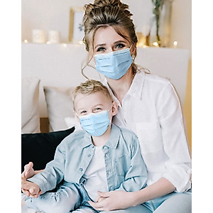 MAVINA Adult Face Masks Disposable Made in USA, 3 Ply Face Mask Breathable ASTM Level 2 Disposable Face Masks for Adults Women Men, Blue Facemask 50 Pack