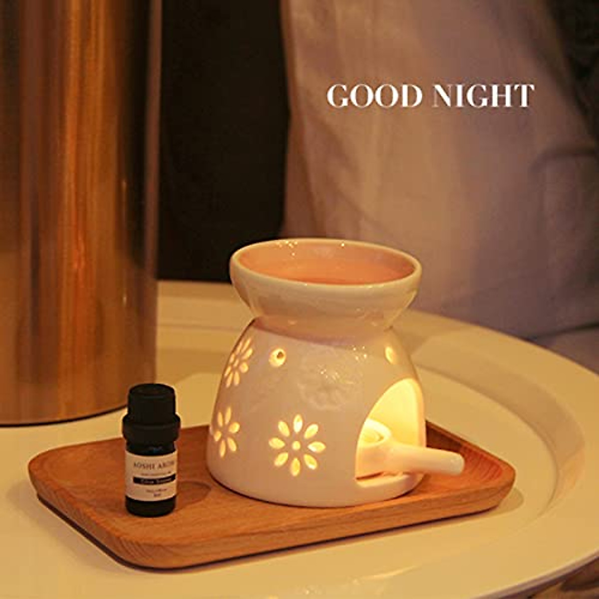 AHANDMAKER 4 Pcs Little Candle Spoon Replacement, 2 Pcs Tealight Wax Warmer Flat Round Ceramic Candle Spoon for Essential Oil Burner Tealight Fragrance Warmer Aromatherapy Diffuser