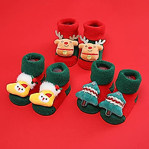 Baby Socks Stripe Christmas Baby Socks Toddler Boys Girls Children's Socks Soft Sole Non Slip Toddler Baby (C, One Size)