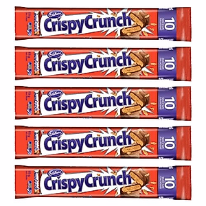 Cadbury Crispy Crunch Mini Chocolate Bars 10 Snack Size, 115g/4oz, 5-Pack{Imported from Canada}