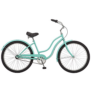 Schwinn Mikko Adult Beach Cruiser Bike, Featuring 17-Inch/Medium Steel Step-Over Frames, 3-Speed Drivetrains, Teal