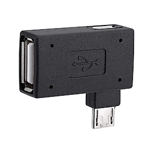 Liukouu 2Pcs USB 2.0 Female to Male Micro OTG Adapter Power Supply Port 90 Degree Left 90 Right Angled