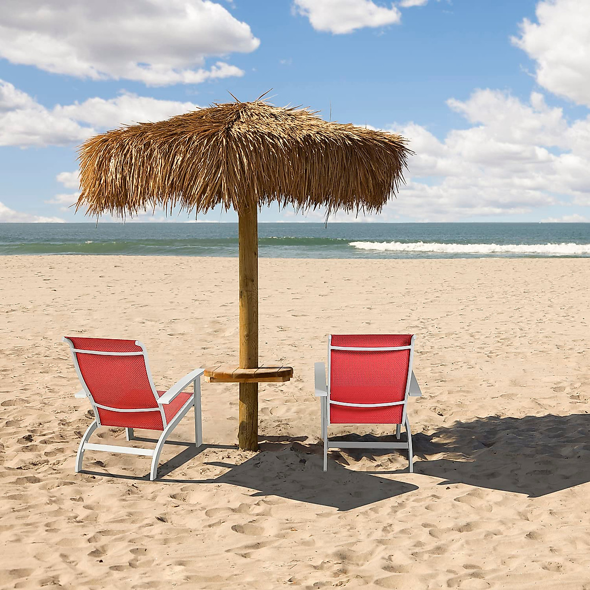 Anmutig Aluminum Adirondack Chair Deep Seating Patio Lounge Chair, Outdoor Club Chair Weather Resistant, Fire Pit Chair for Patio Porch Garden Backyard Deck (Red)