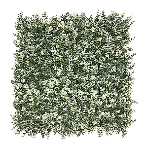 Windscreen4less Artificial Faux Ivy Leaf Decorative Fence Screen 20'' x 20" Boxwood/Milan Leaves Fence Patio Panel, Buxus White 15 Pieces