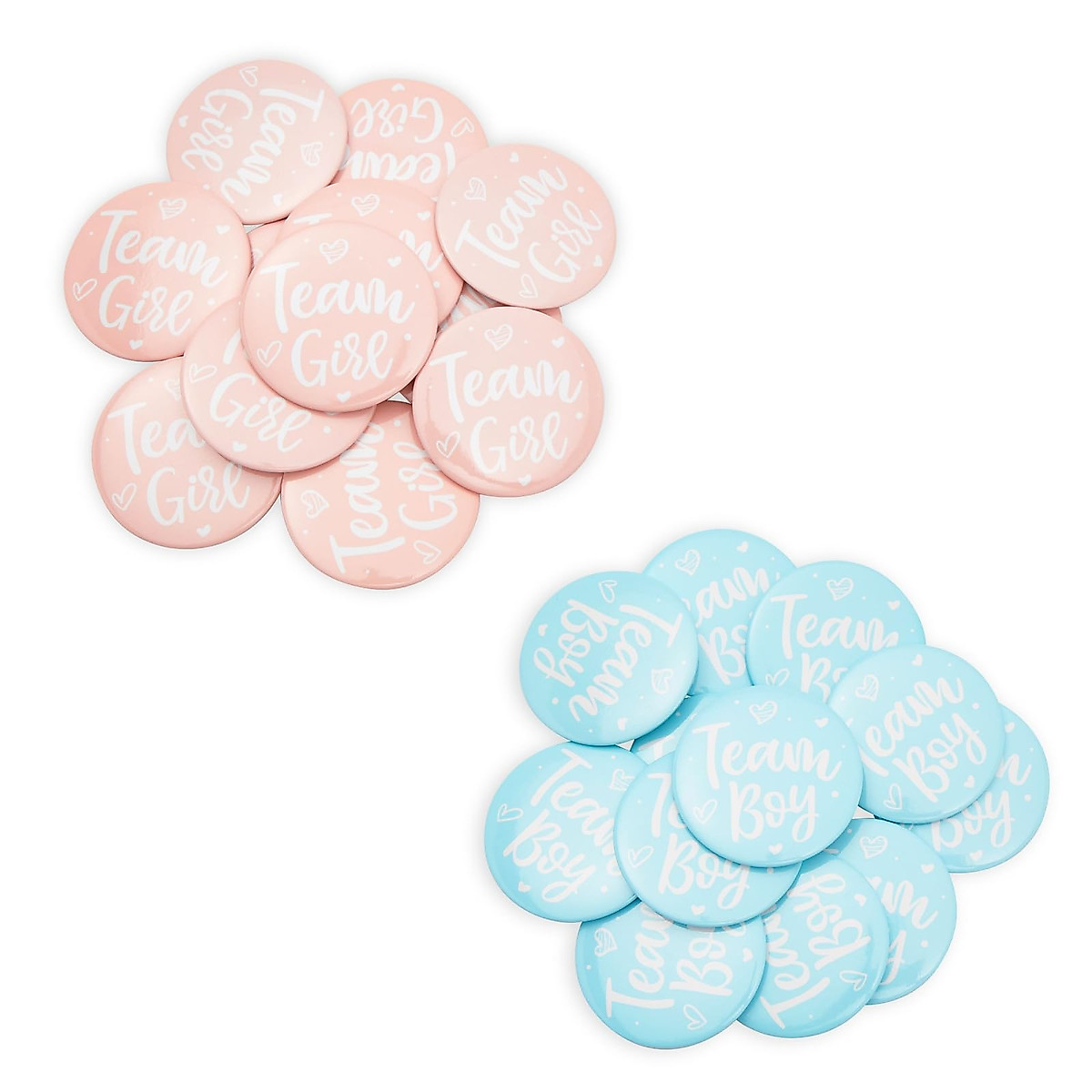 Sparkle and Bash Baby Gender Reveal Party Favors, Team Boy and Girl Button Pins, Bead Necklaces (48 Pieces)