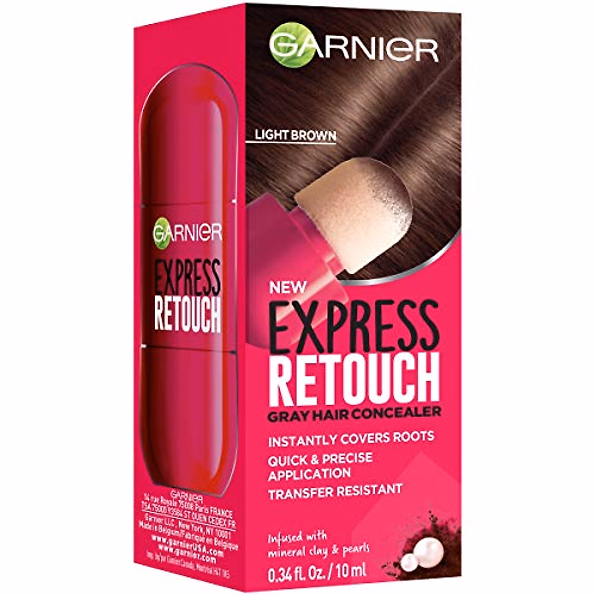 Garnier Hair Color Express Retouch Gray Hair Concealer, Instant Gray Coverage, Brown, 1 Count