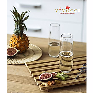 Vivocci Unbreakable Heavy Duty Reusable Plastic Stemless Champagne Flutes 8.5oz Ideal for Cocktails & Sparkling Wine Perfect for Wedding Parties | Tritan Glassware | Dishwasher Safe Glasses | Set of 6